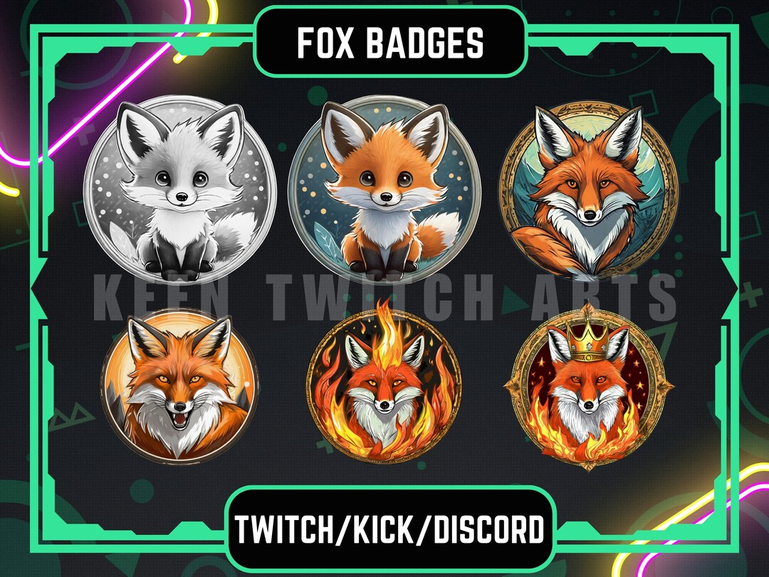 Cute Fox Sub Badges for Twitch | Twitch Sub & Bit Badges | Animal Sub ...