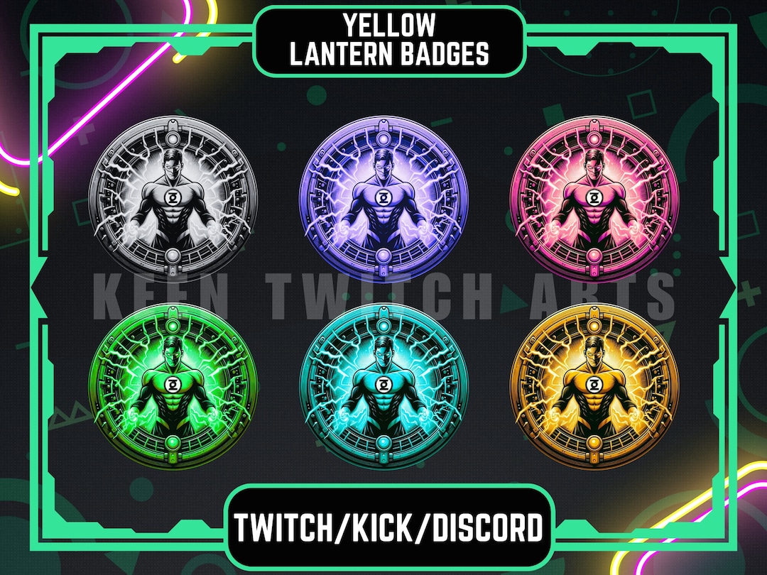 Yellow Lantern Twitch Sub Badges: Anime Streaming Graphics (digital ...