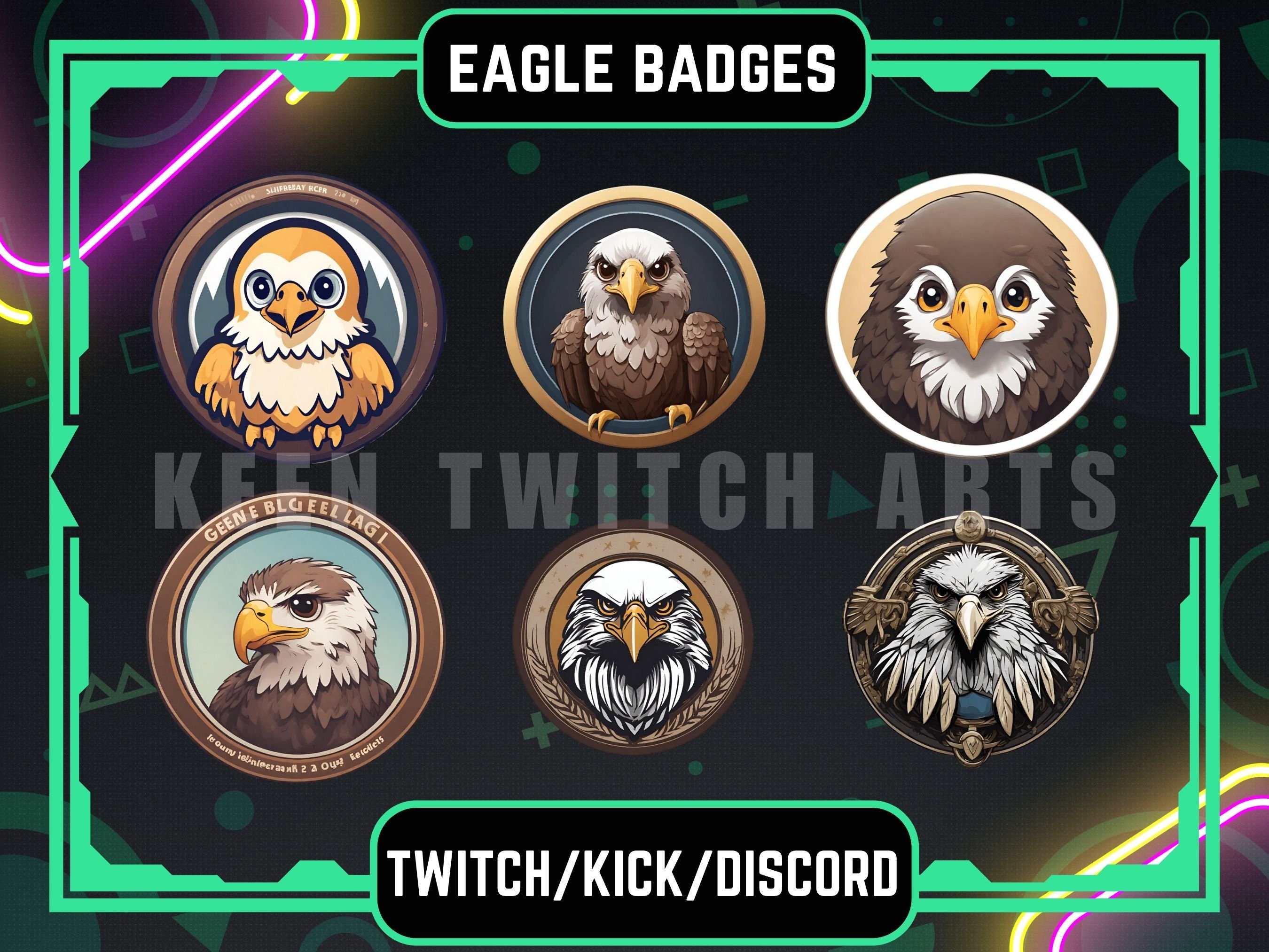 Twitch Eagle Sub Badges | Cute Bits / Channel Points | Bird Badges ...