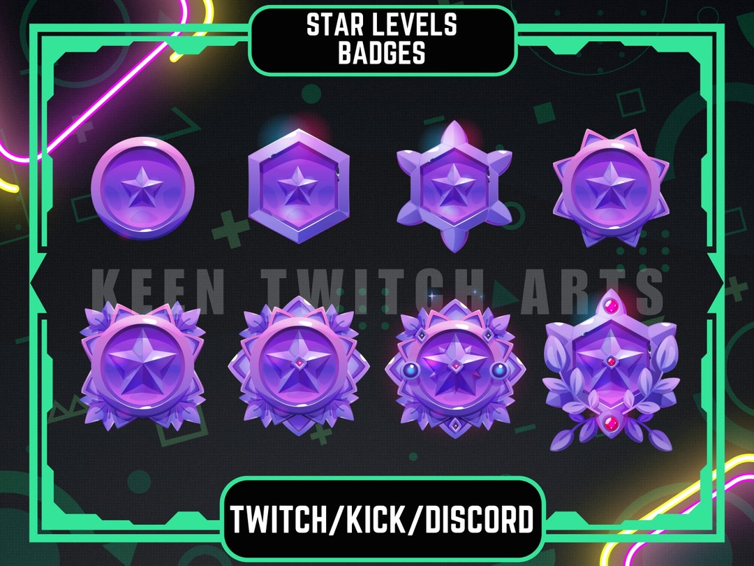 Star Levels Twitch Badges: Streamer Ranks Graphics (instant Download ...