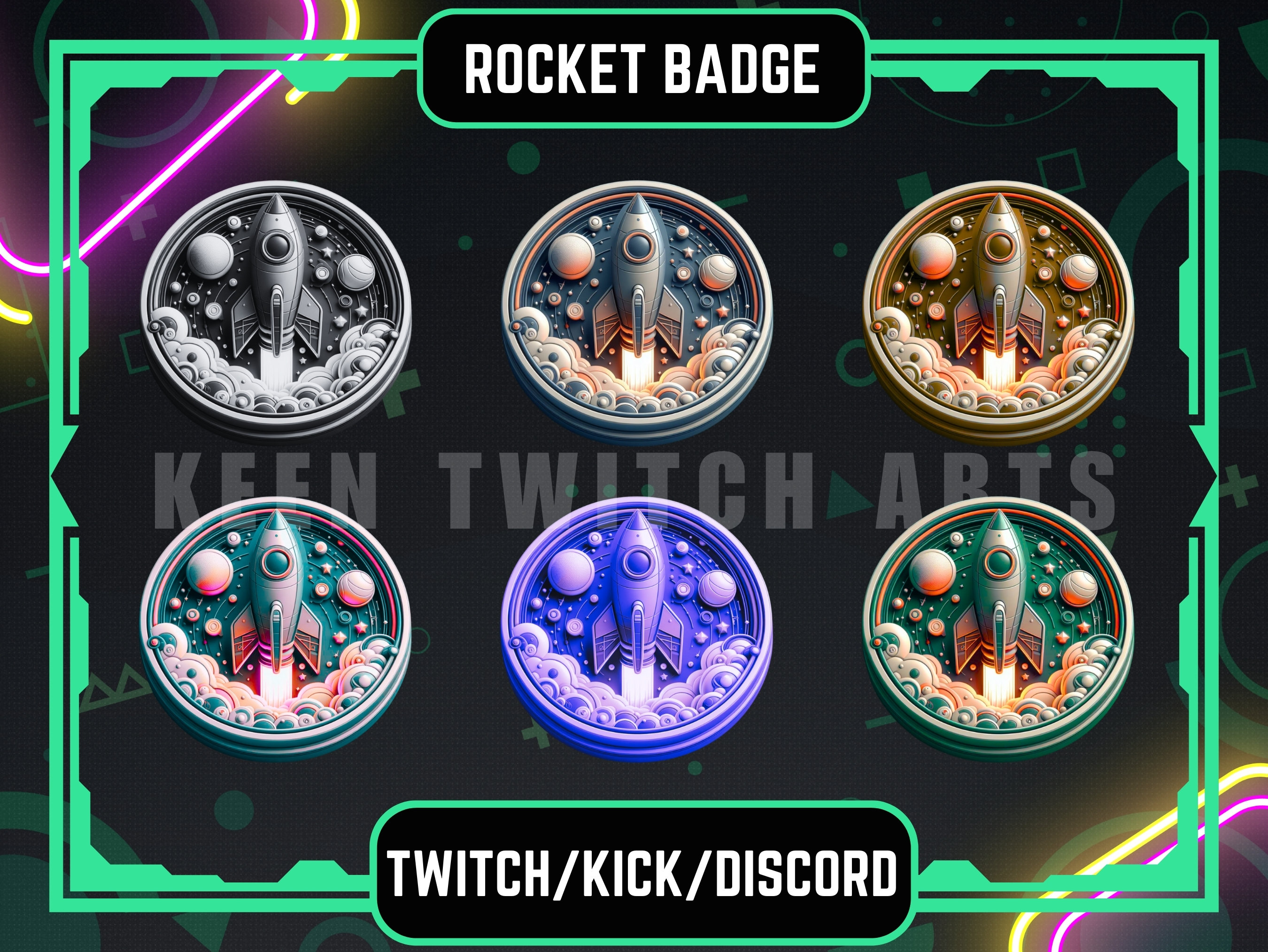 Rocket Sub Badges | Bit Badges | Twitch Badges | Cute and Kawaii ...