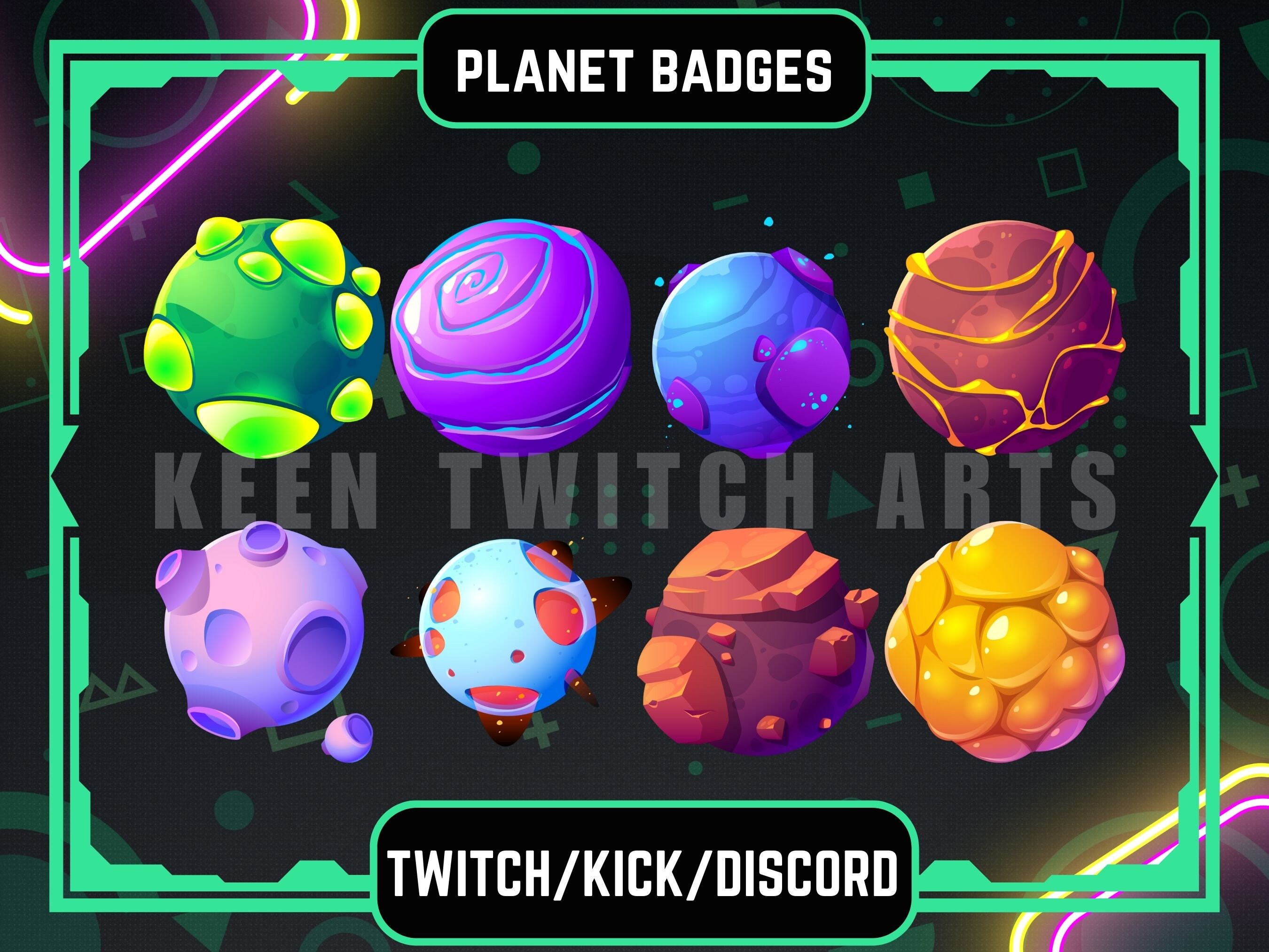 Planet Sub Badges for Twitch/bit Badges: Kawaii, Streamer, Space ...