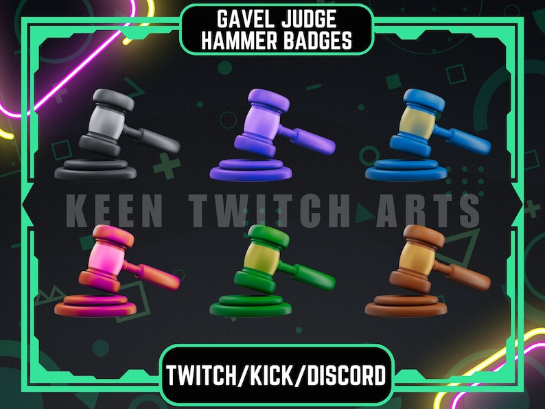Gavel Judge Hammer: Twitch Bit/sub Badges. Instant Download! Ready-made ...