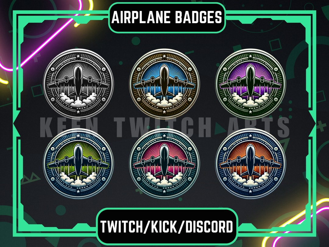 Airplane Twitch Badges: Aviation Streamer Subscriber Bit Badges ...