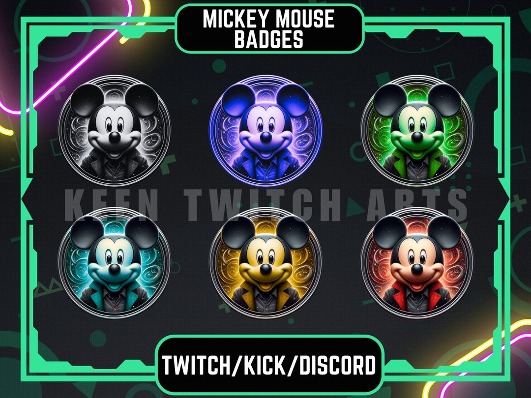 Mickey Mouse Sub Badges: Twitch, Discord, Streamer Badges (digital ...