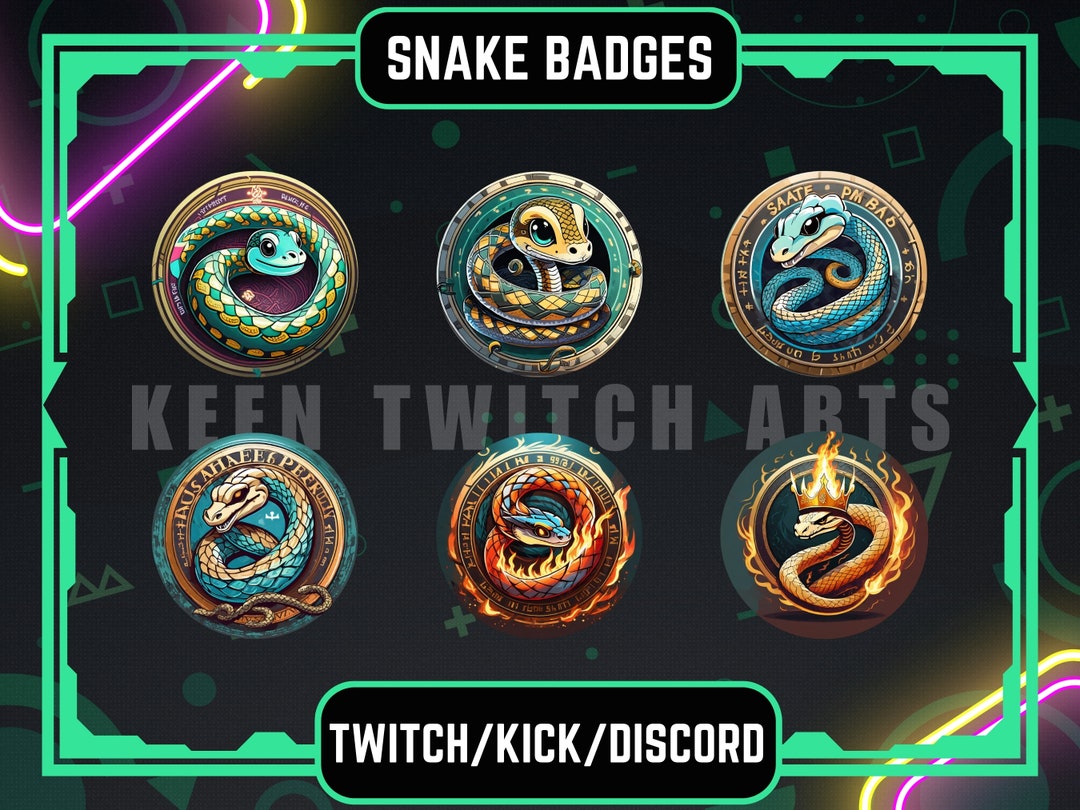 Twitch Snake Badges / Subscriber Badges / Animal Badges / Cheer Badges ...