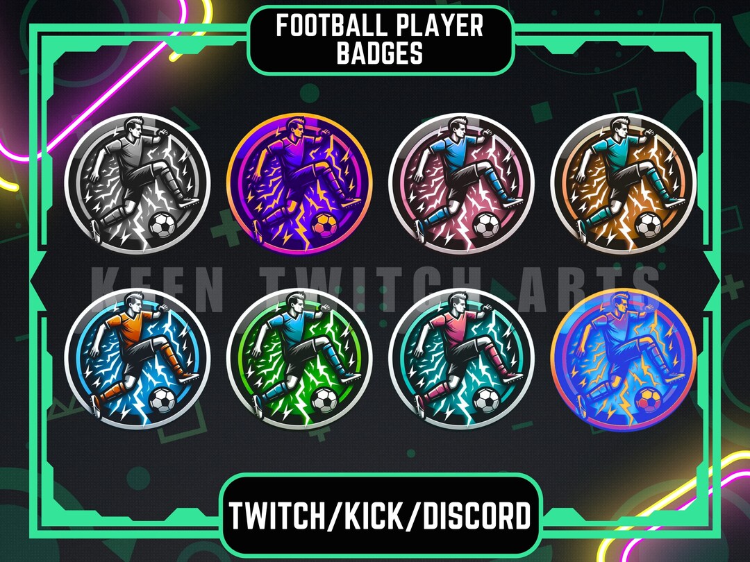 Football Player Twitch Sub Badges: Sports Stream Graphics (digital ...