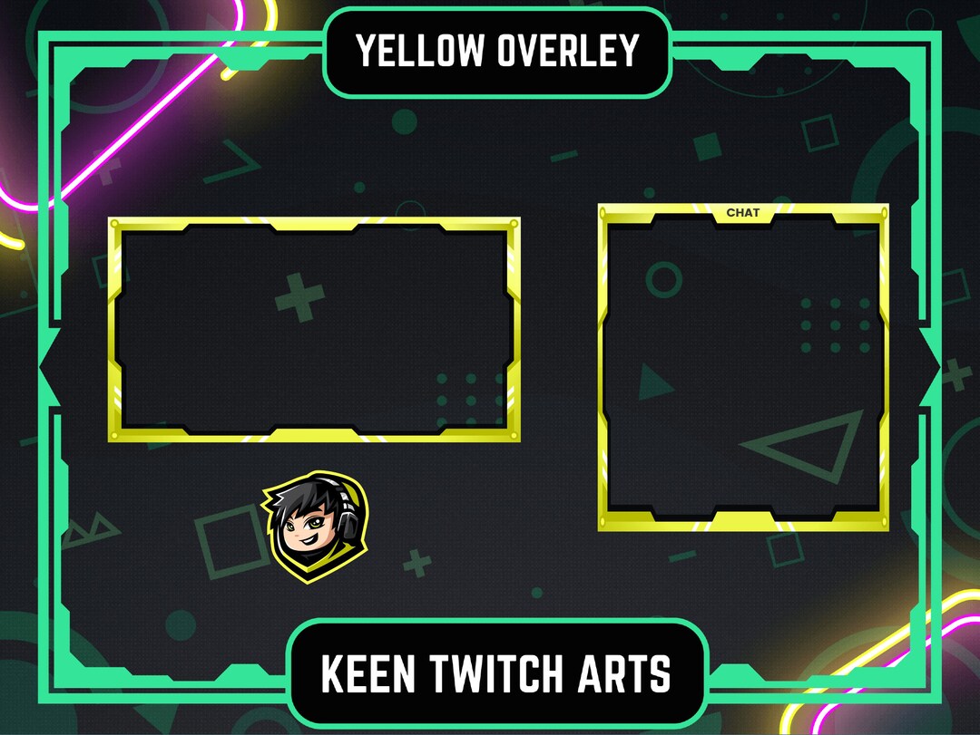 Yellow Stream Overlay, Yellow Twitch Live Chat Frame, Webcam Overlays ...