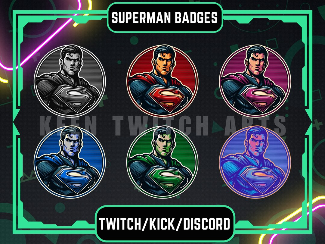 Super-man Streamer Badges: Twitch, Youtube, Discord (digital Download ...
