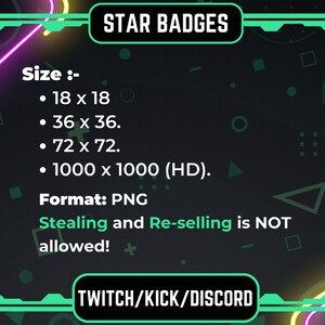 Twitch Star Sub Badges Discord Stream Cute Symbol Badges Premade Twitch ...