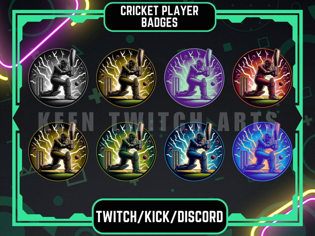 Cricket Player Twitch Sub Badges: Sports Streamer Designs (digital ...