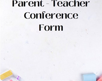 Parent Teacher Conference Printable Form for Teachers/ Special ...