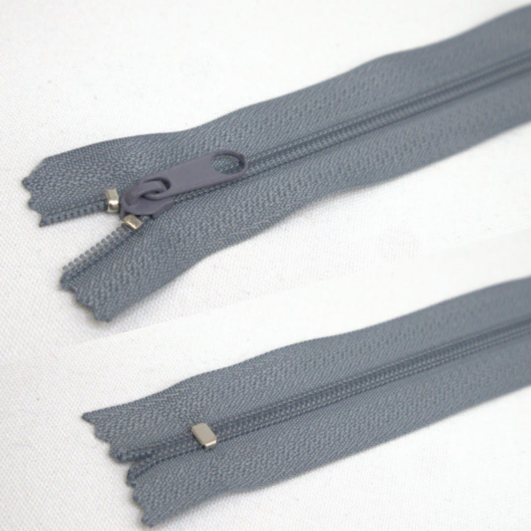 3 Mm Spiral Zipper - Grey - 15 Cm/20 Cm/25 Cm/30 Cm/35 Cm/40 Cm/45 Cm ...