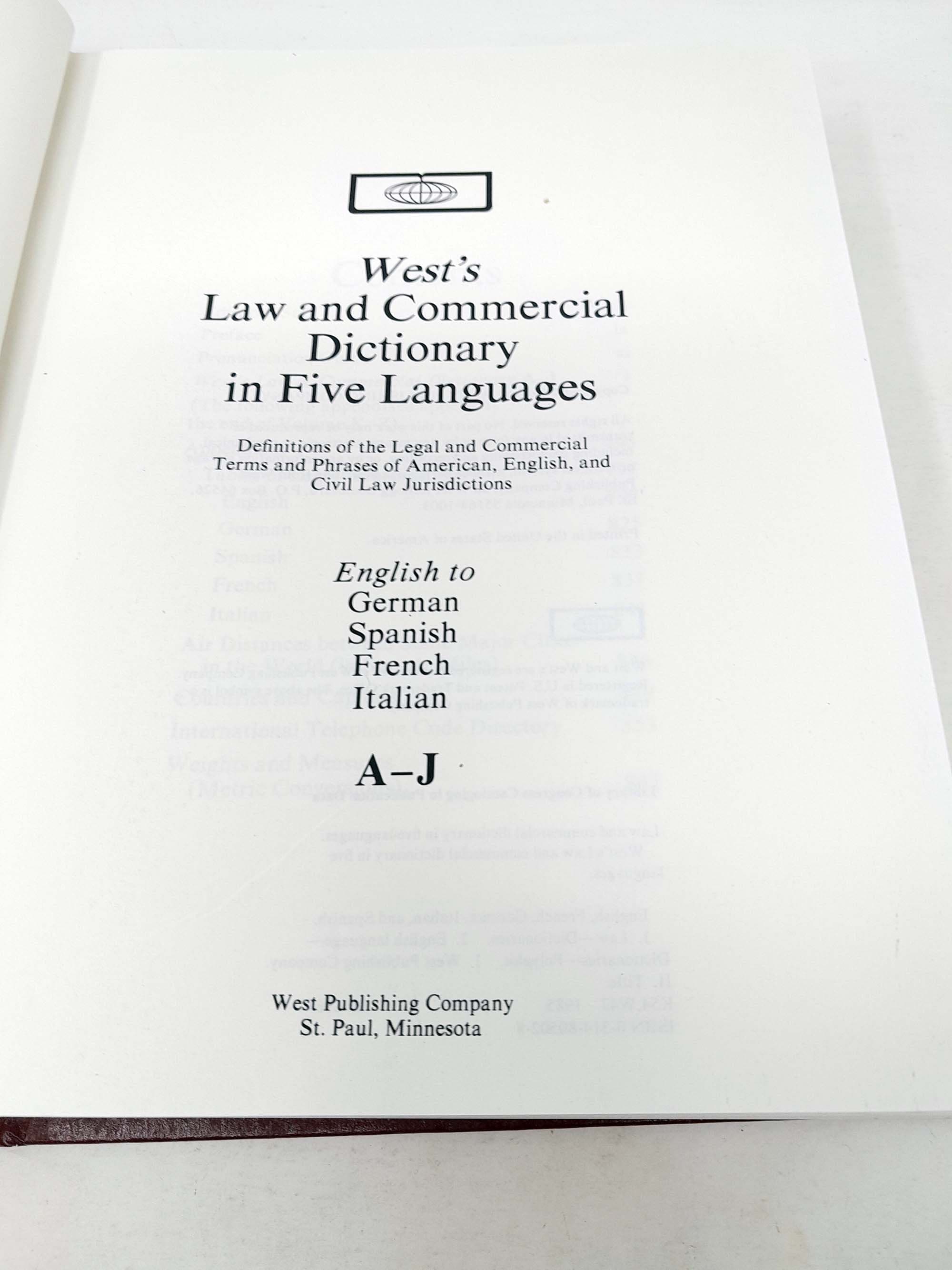 Wests Law & Commercial Dictionary 2 Volume Set Rare 1985 Vintage Law ...