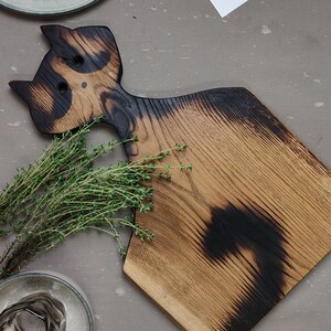 Square Wooden Serving Tray With Cat Head Handle / Pet Inspired Gift ...