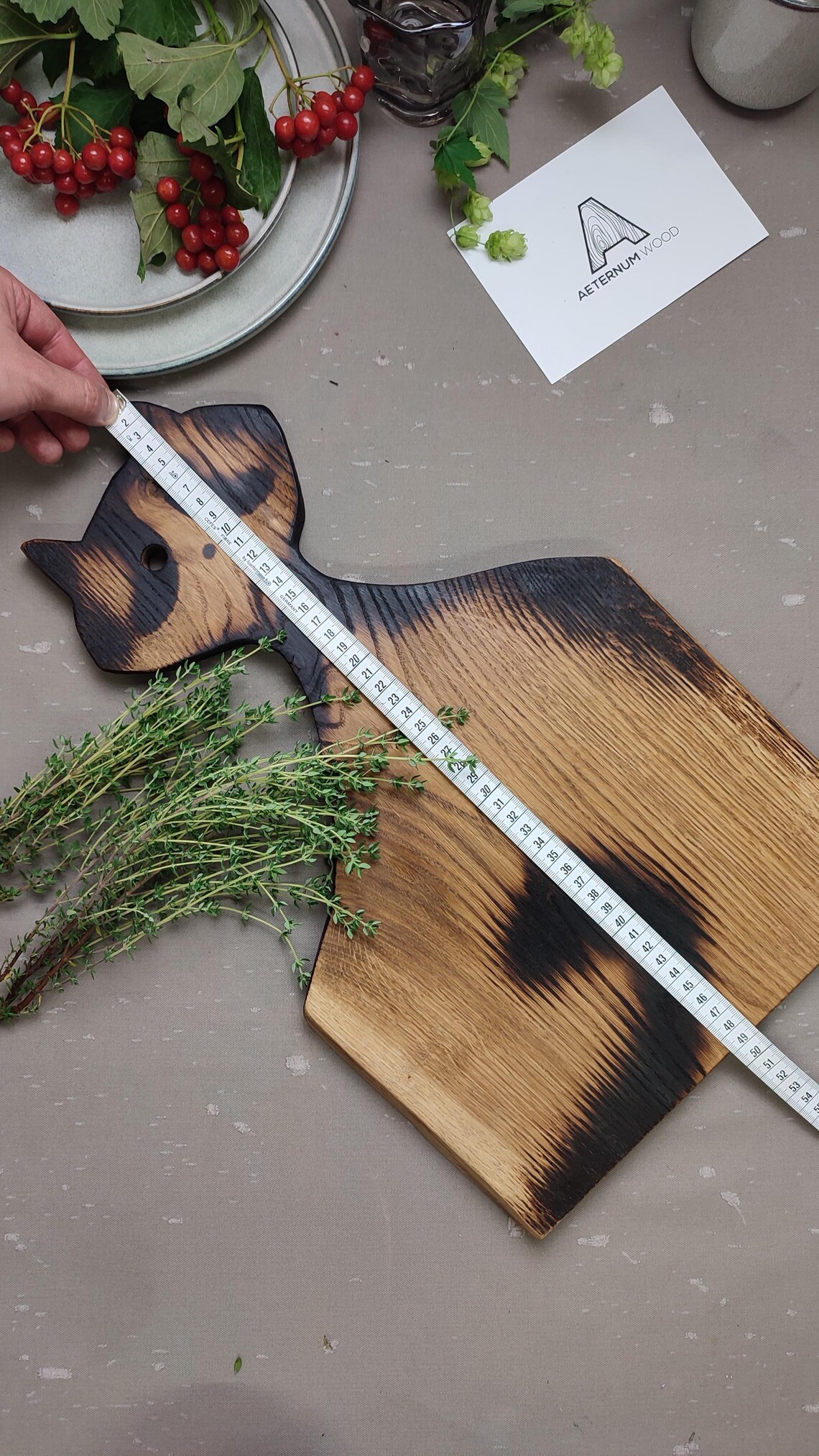 Square Wooden Serving Tray With Cat Head Handle / Pet Inspired Gift ...