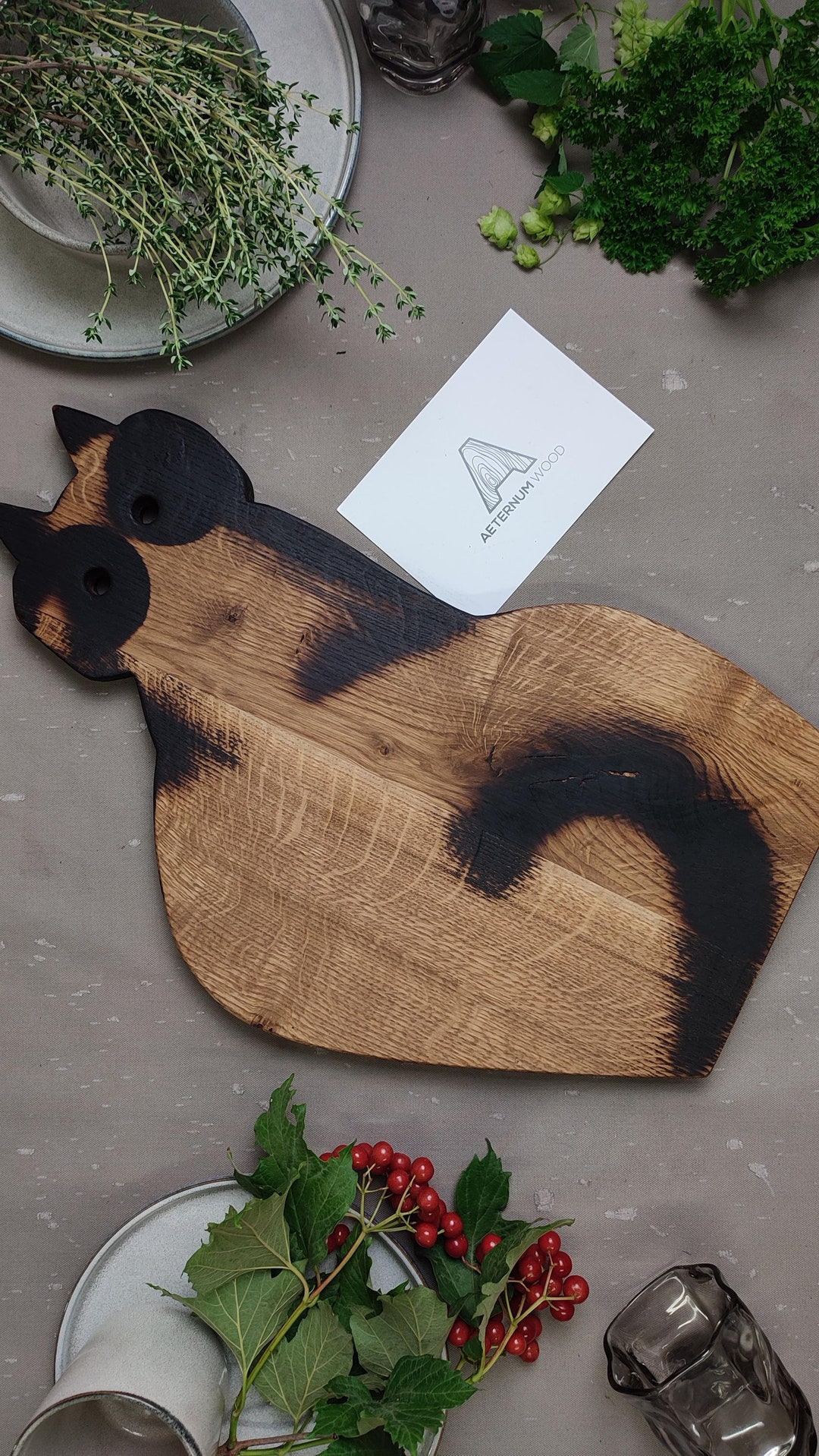 Handmade Cat Wooden Snack Serving Board / Cat Shaped Gift / Charred ...