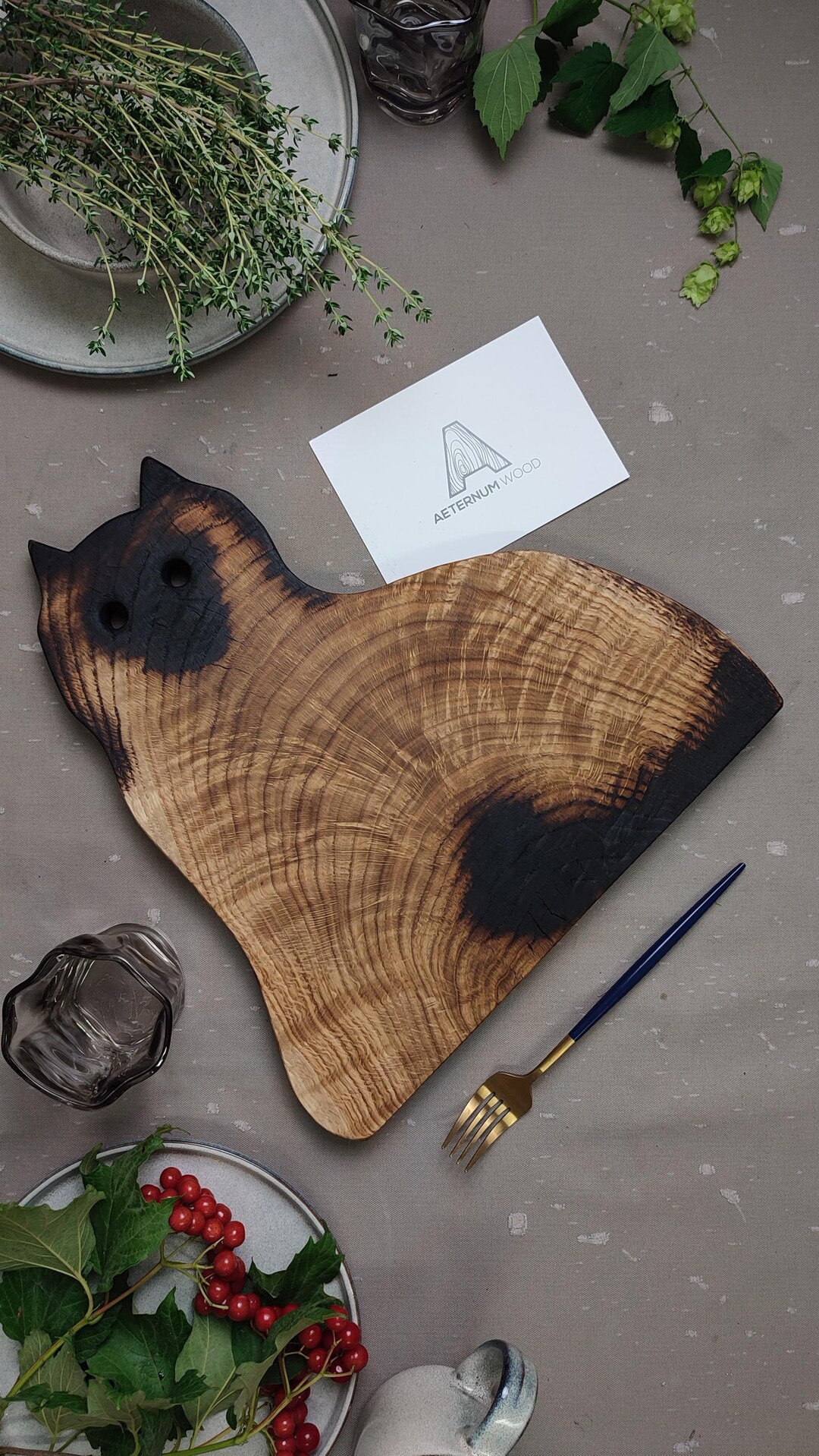Handmade Cat Wooden Snack Serving Board / Cat Shaped Gift / Charred ...