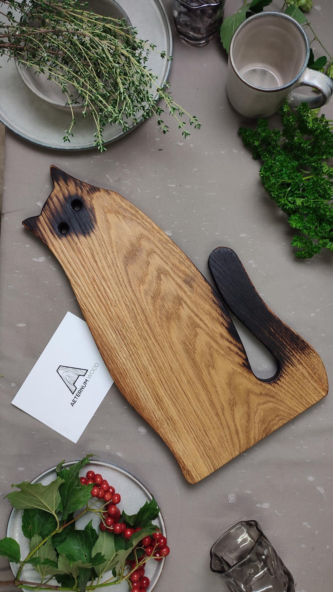 Cat-shaped Wooden Cutting Board With Tail Handle / Cat Shaped Gift ...