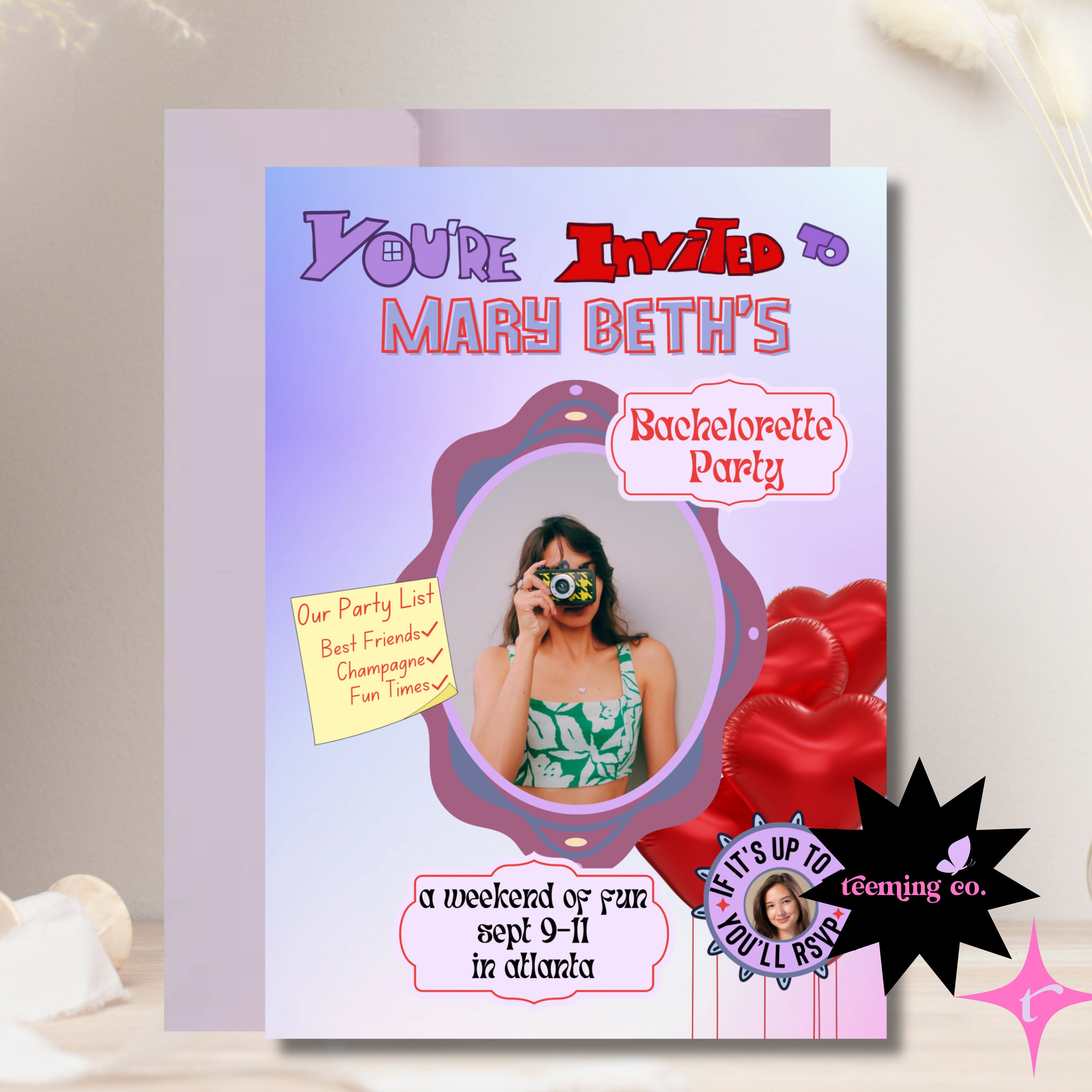 Mary-kate and Ashley Bachelorette Party Invitation Template (digital ...