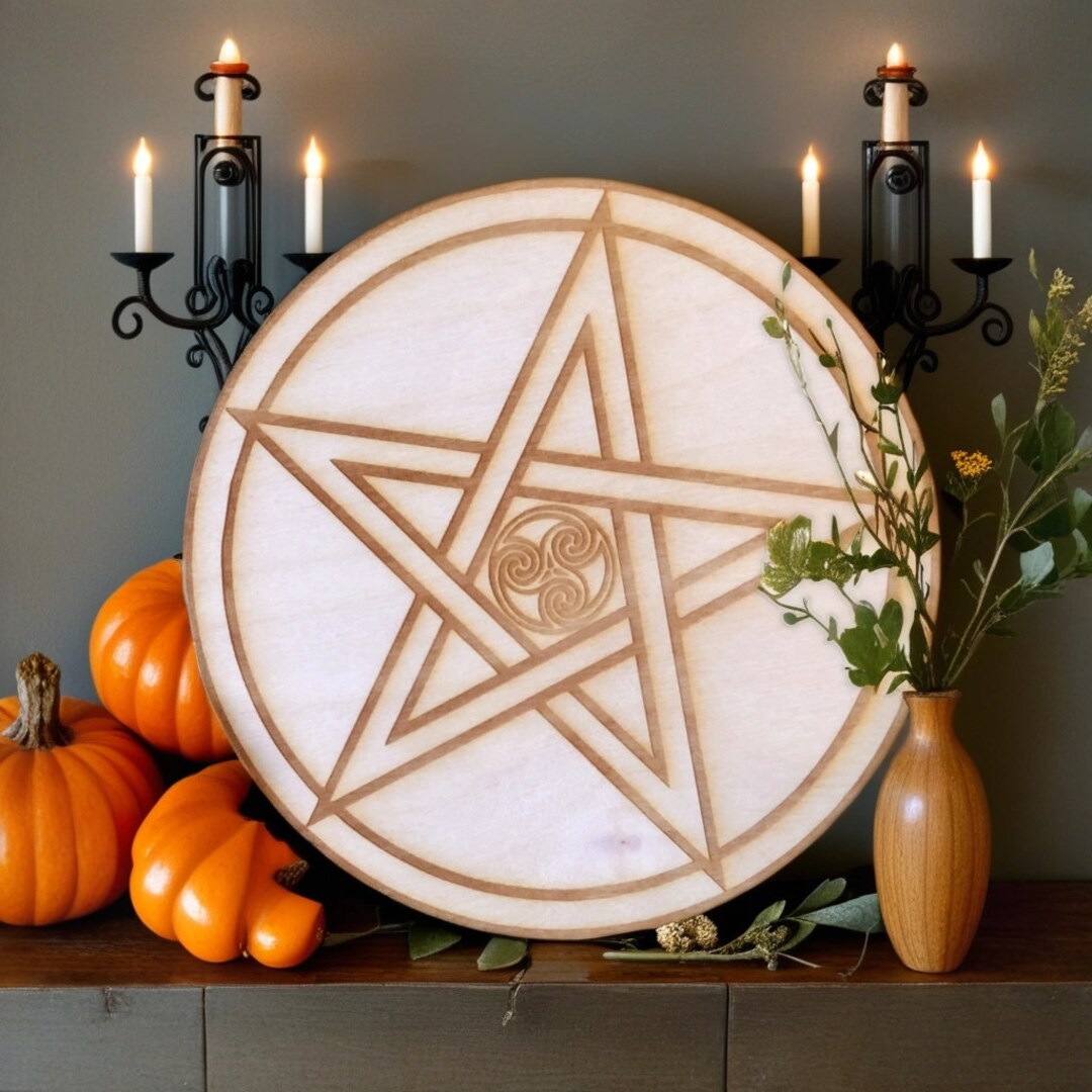 Altar Tile With Pentacle, Pentagram Witchcraft Altar Decor, Magical ...
