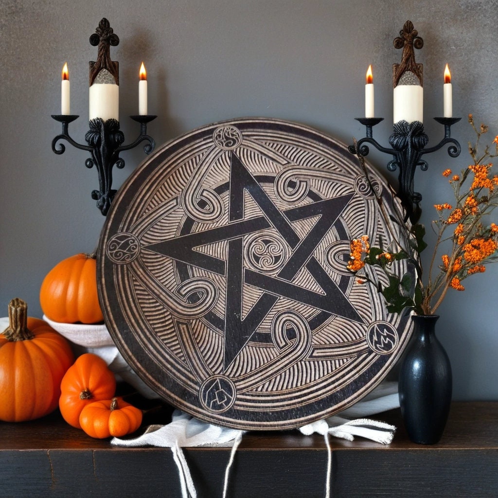Altar Tile With Pentacle, Pentagram Witchcraft Altar Decor, Magical ...