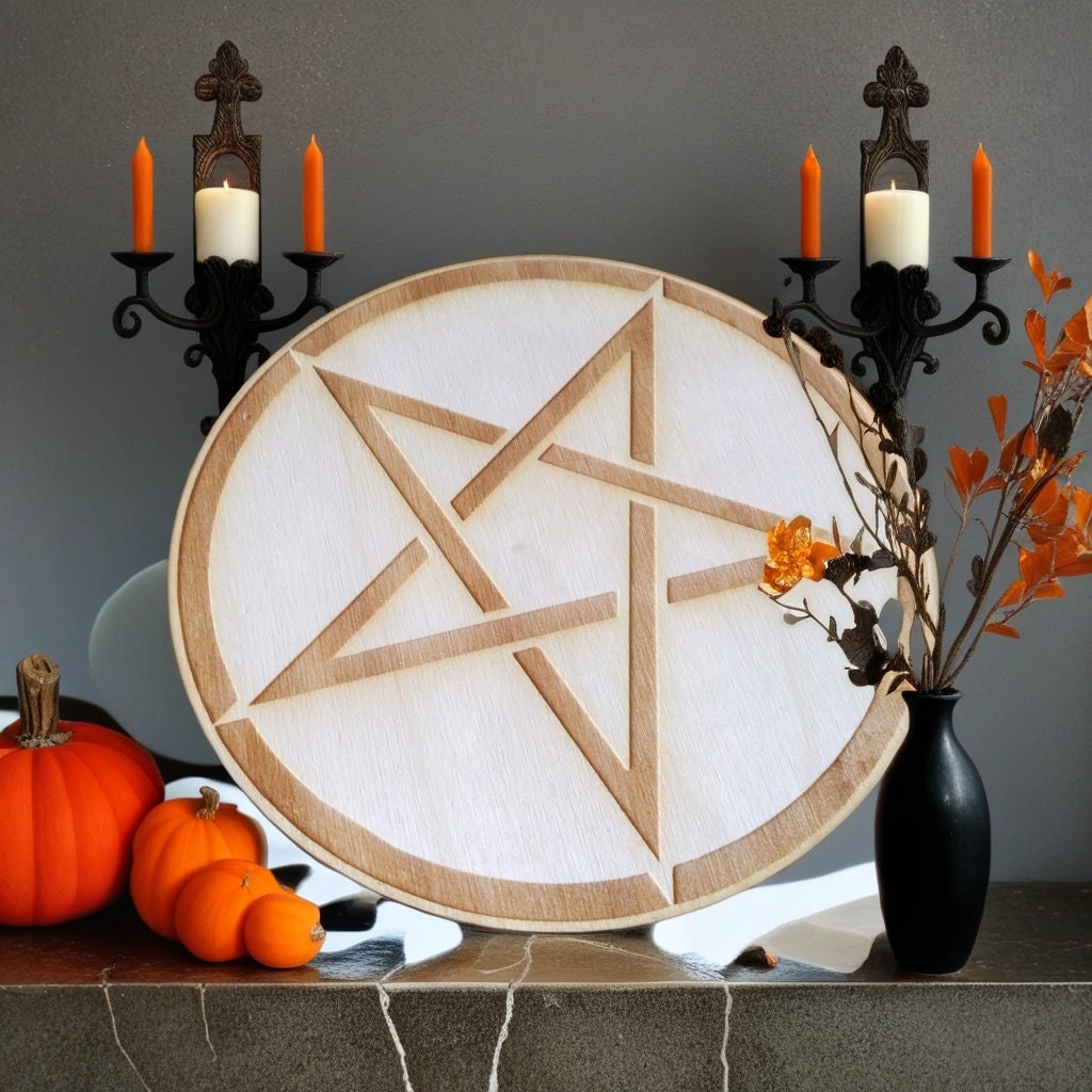 Altar Tile With Pentacle, Pentagram Witchcraft Altar Decor, Magical ...