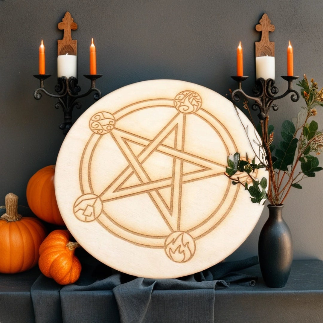 Altar Tile With Pentacle, Pentagram Witchcraft Altar Decor, Magical ...