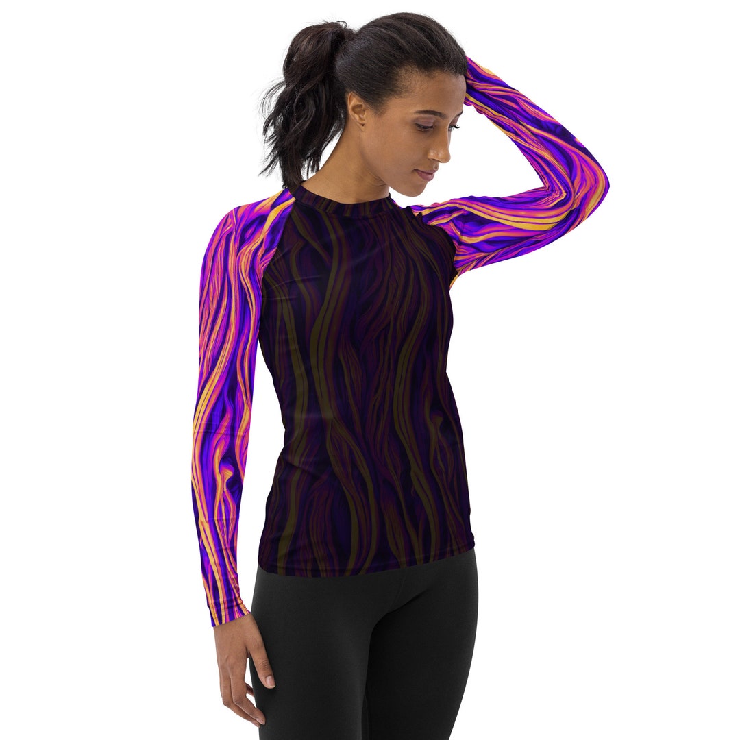 Purple Mardi Gras Rash Guard, Women's Rash Guard, UPF 50, Women's Swim ...