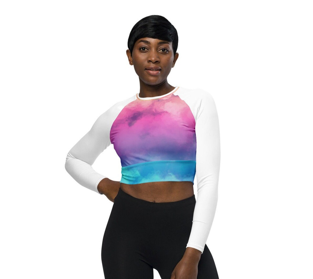 Rainbow Crop Top, Recycled Long-sleeve Crop, Rash Guard, Cropped Top ...