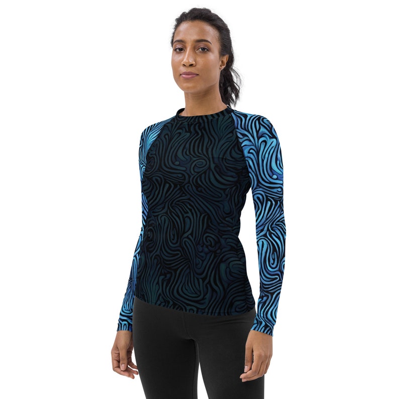 Blue Rash Guard, Women's Rash Guard, Long Sleeve Rash Guard, Jiu Jitsu ...