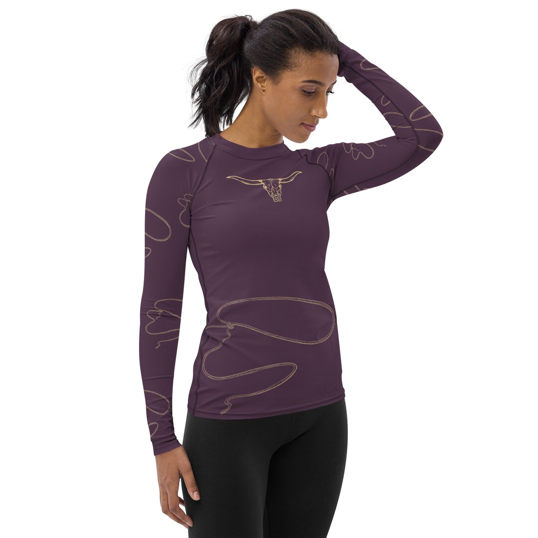 Women's Rash Guard, Purple Rash Guard, Purple Cowboy Shirt, Cowboy ...