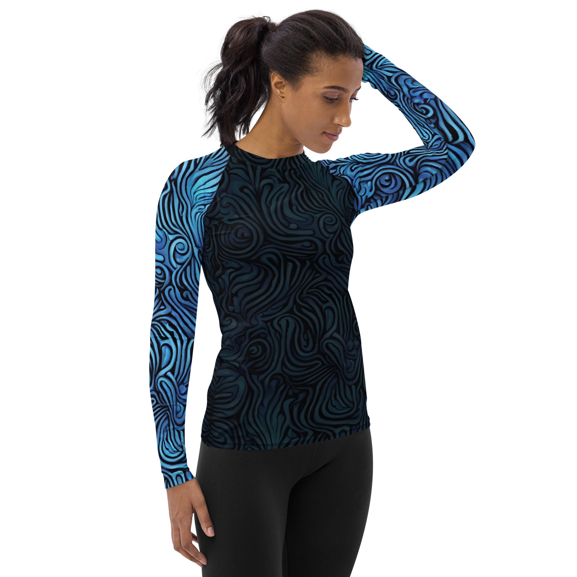 Blue Rash Guard, Women's Rash Guard, Long Sleeve Rash Guard, Jiu Jitsu ...