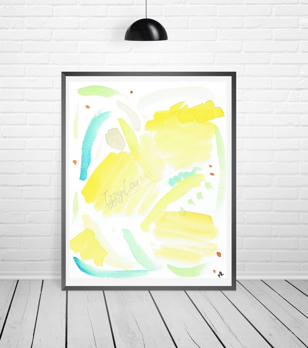 YELLOW ABSTRACT WATERCOLOR Cold Press Print, Digital Download ...