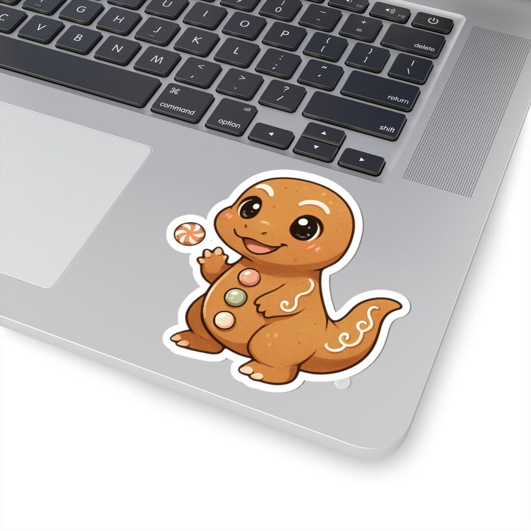 Gingerbread Dino Sticker | Holiday Candy, Kawaii Design - Etsy