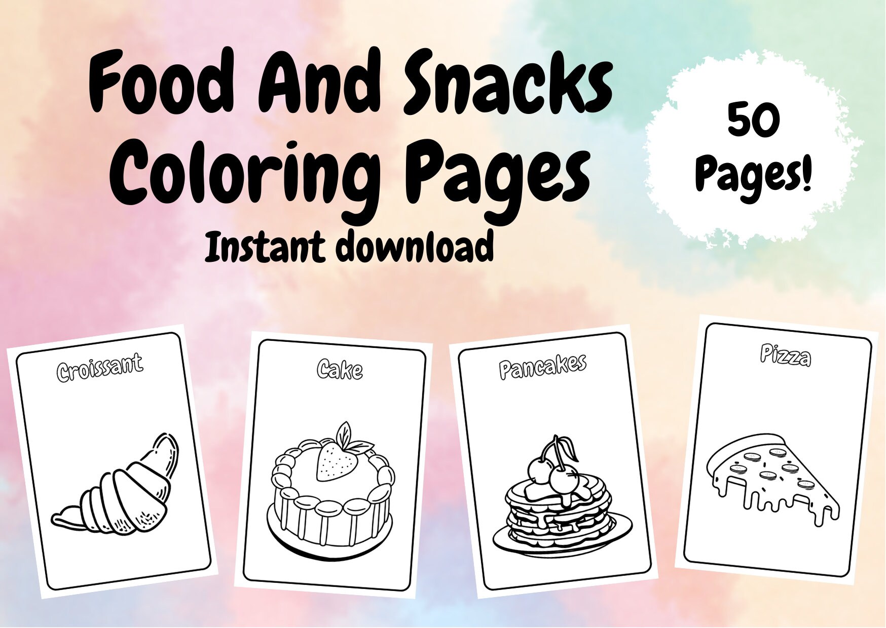 50 Delicious Food and Snacks Coloring Pages Fun for Kids and Adults ...