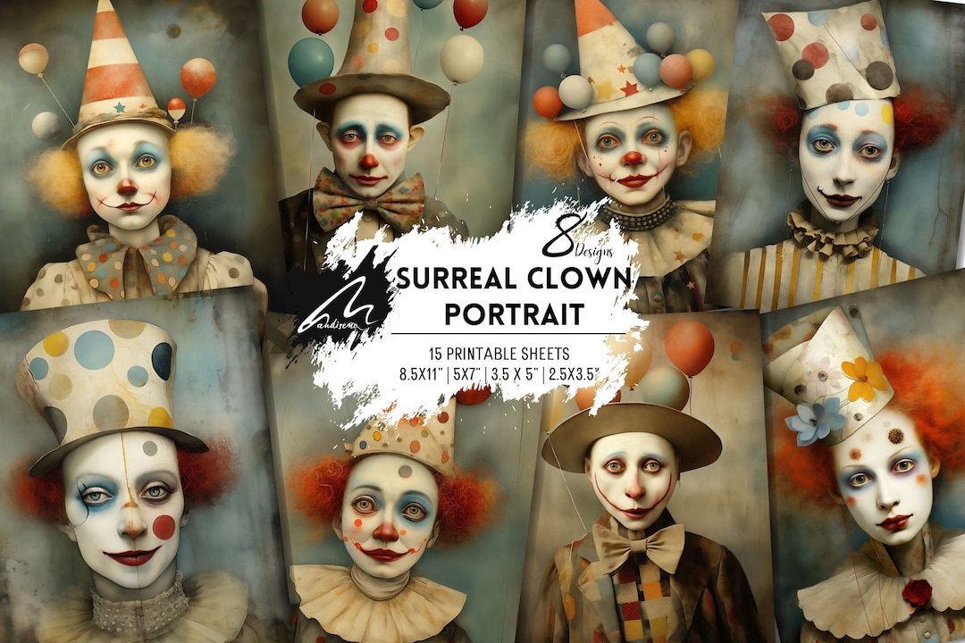 Whimsical Vintage Clown Portraits for Junk Journals, Scrapbooks and ...