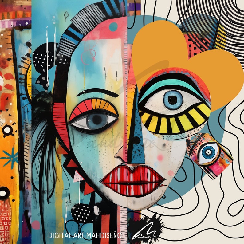 Abstract Face Collage Sheets: Expressionist Art, Junk Journal Supplies ...