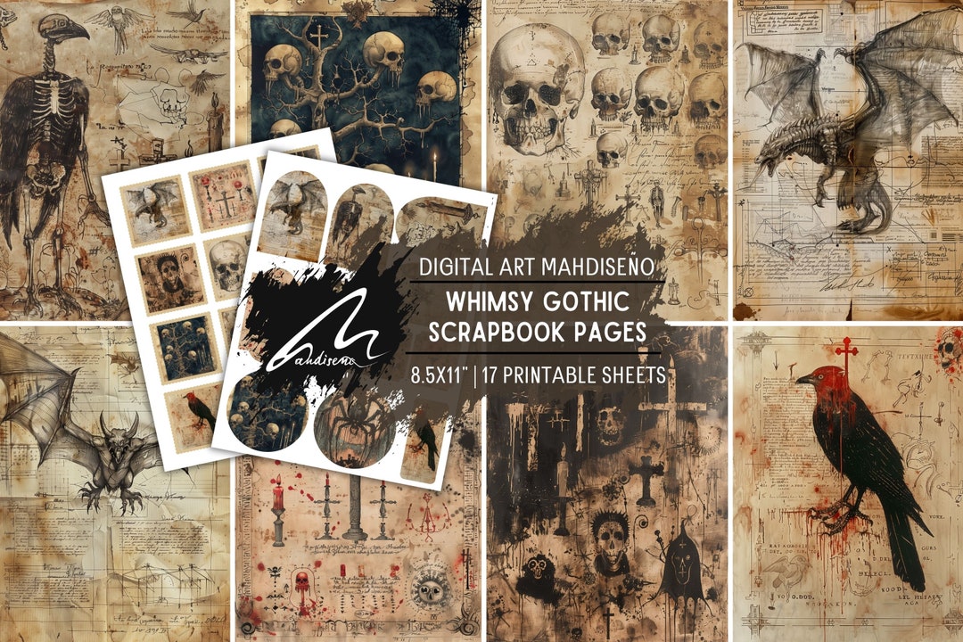 Gothic Skulls & Occult Ephemera: Dark Academia Printable Kit (digital ...