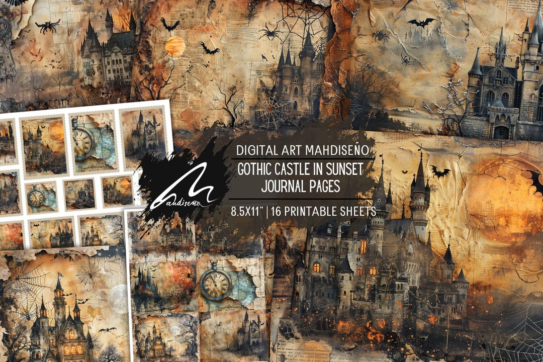 Gothic Castle Printable Paper: Haunted Manor Journal Pages (digital ...