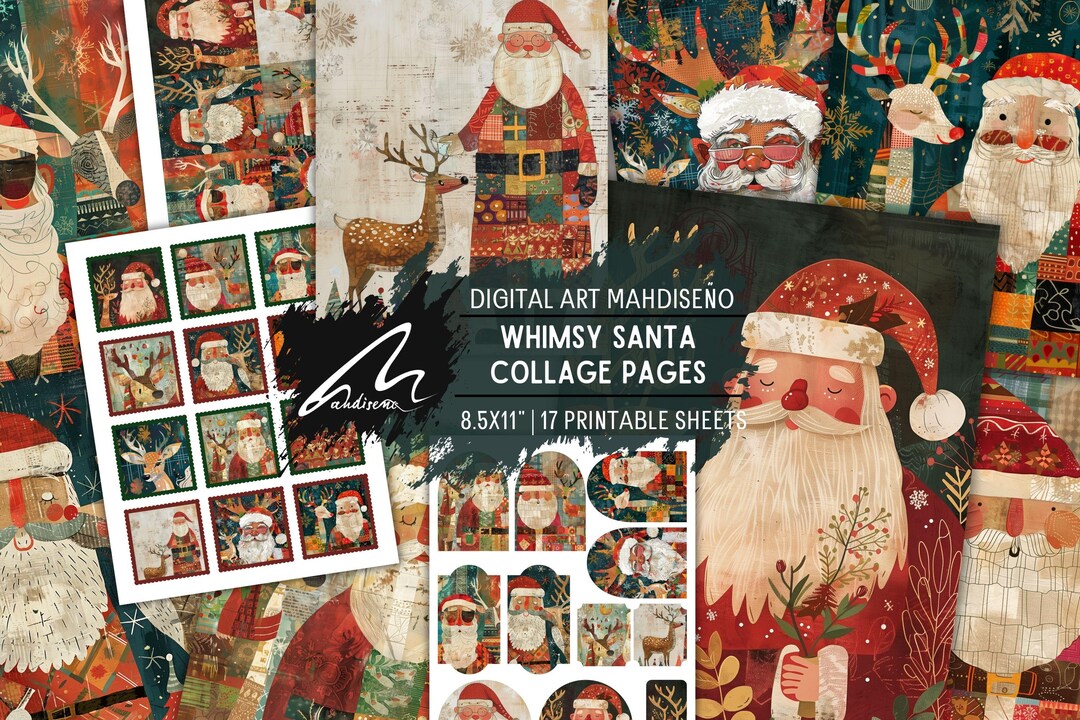 Festive Season Extravaganza: Santa and Reindeer in a Collage of ...