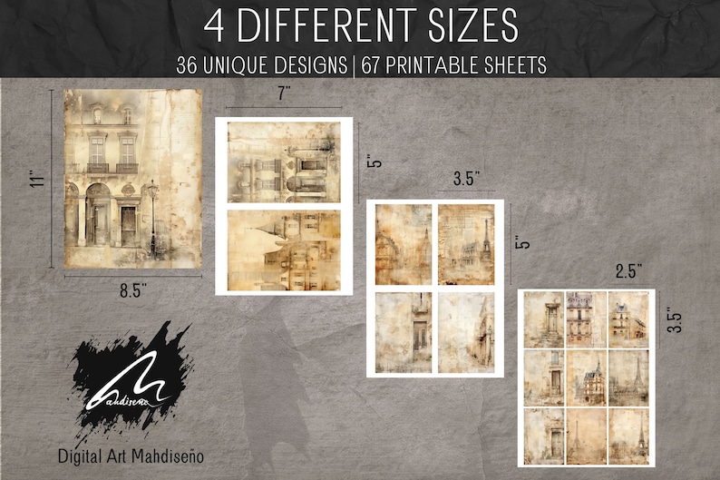 Vintage European Architecture Decoupage Paper, Shabby Chic Buildings ...