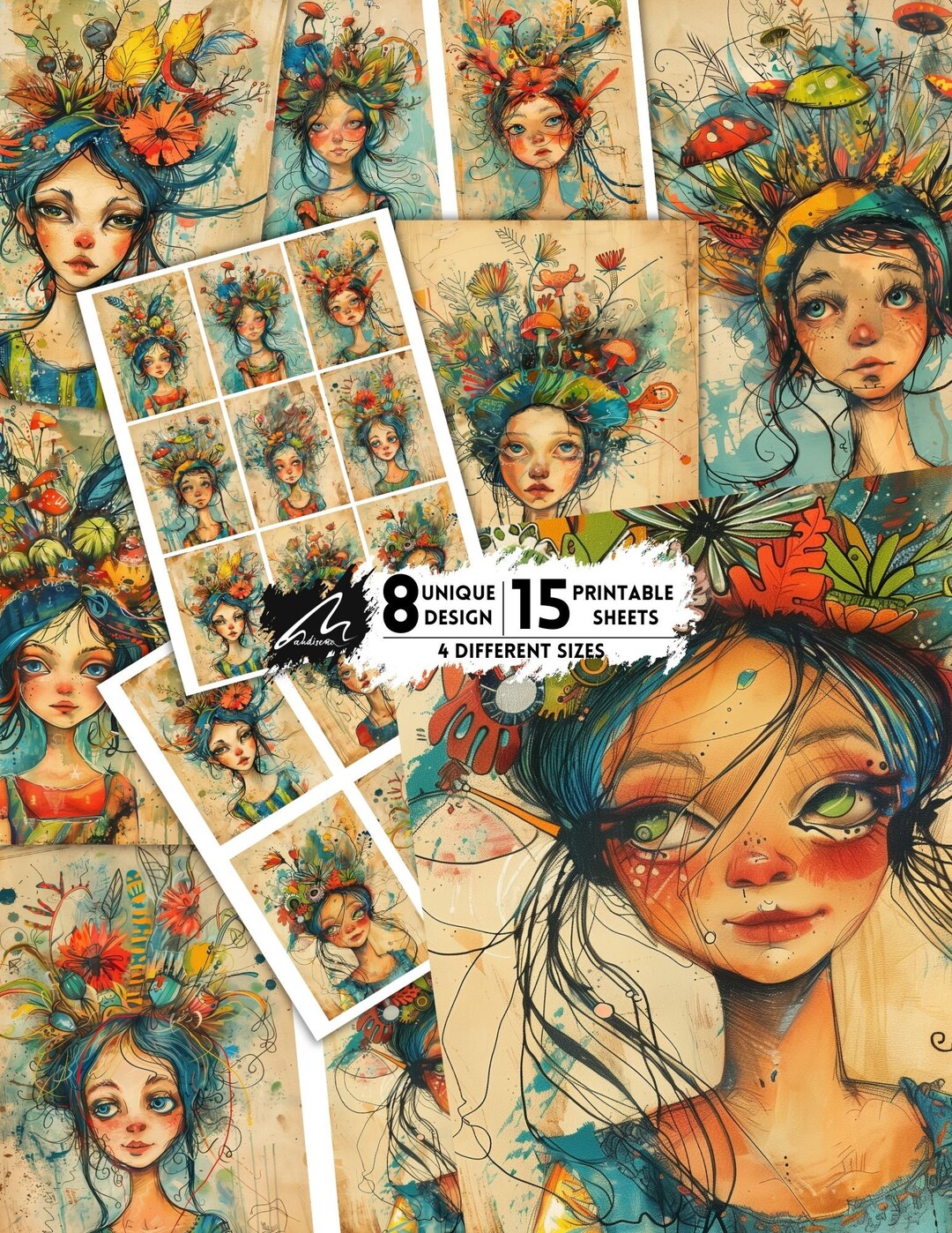 Whimsical Garden Muse Floral Fantasy Portrait Digital Scrapbook Pages ...