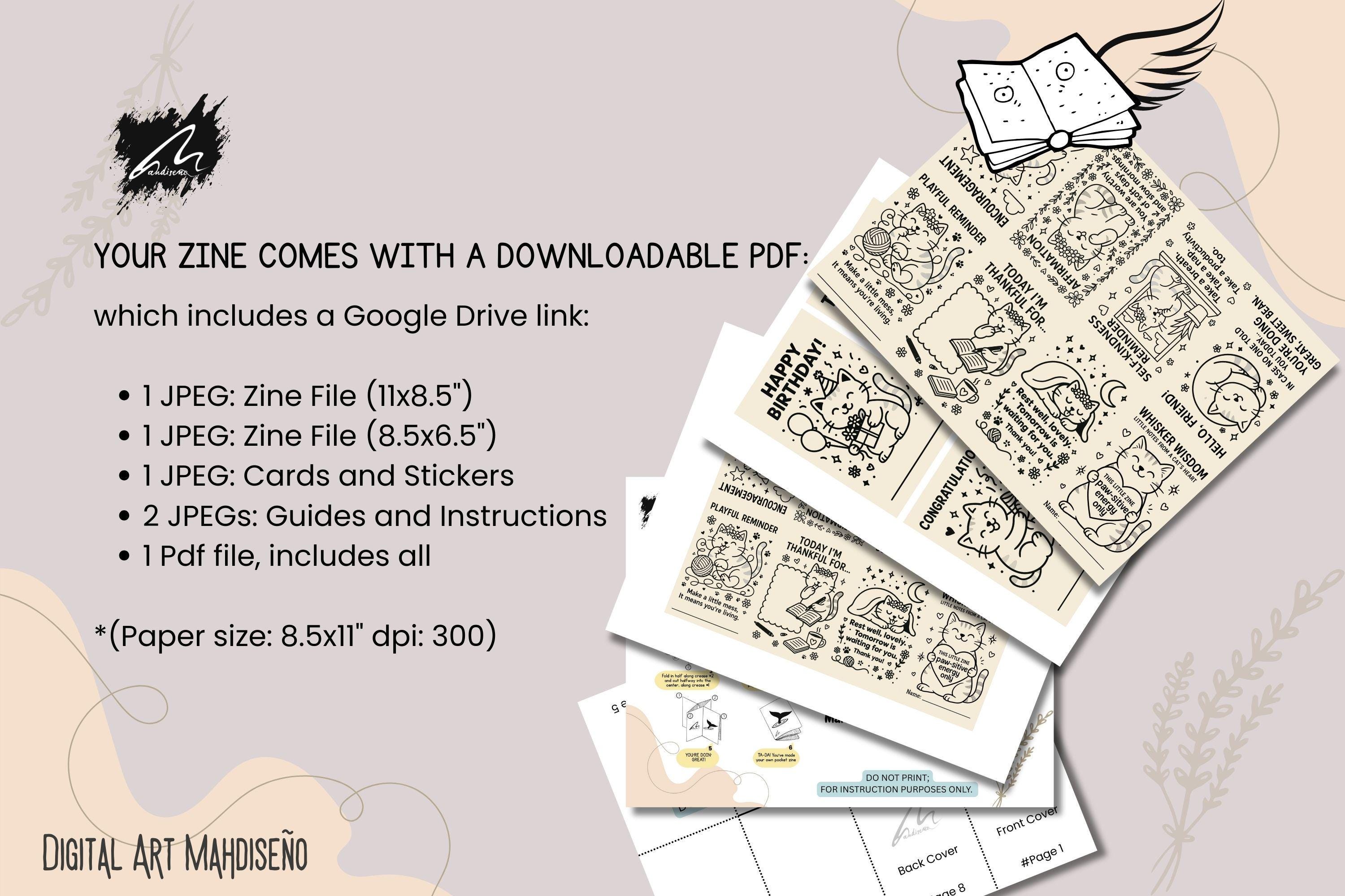 Cat Mini Zine: Paws & Positivity Coloring Book (digital Download) - Etsy