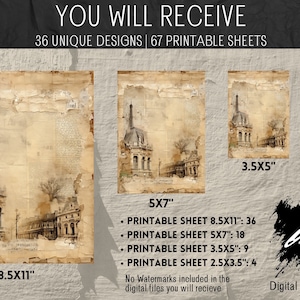 Vintage European Architecture Decoupage Paper, Shabby Chic Buildings ...