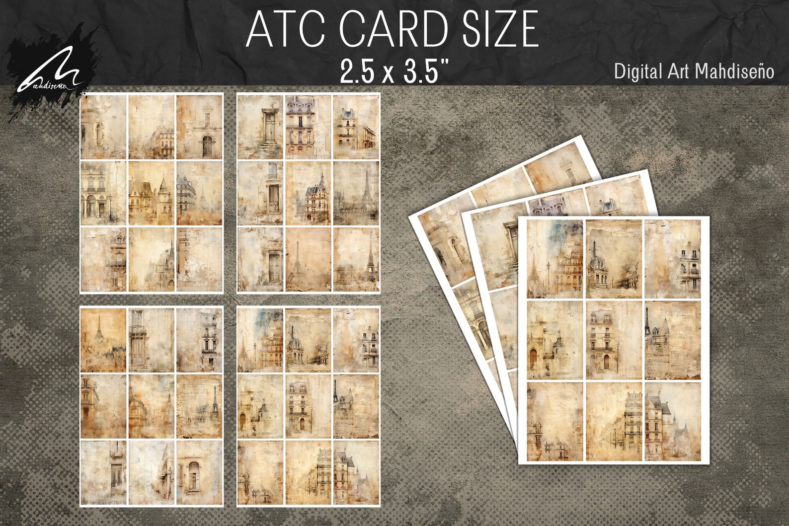 Vintage European Architecture Decoupage Paper, Shabby Chic Buildings ...