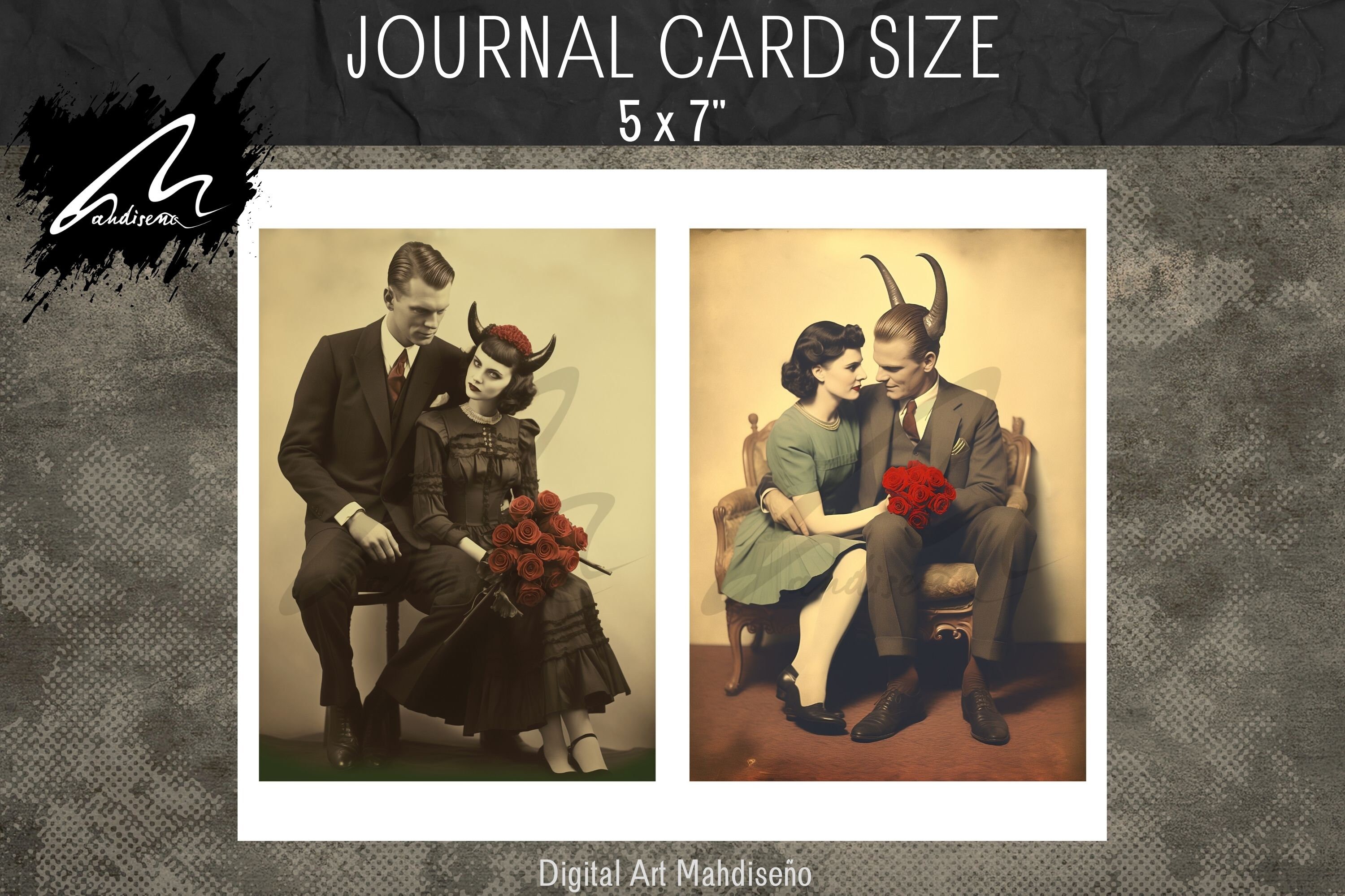 Vintage Photo of Devil Couples, Dark Love, Surreal Couple, Old Portrait ...