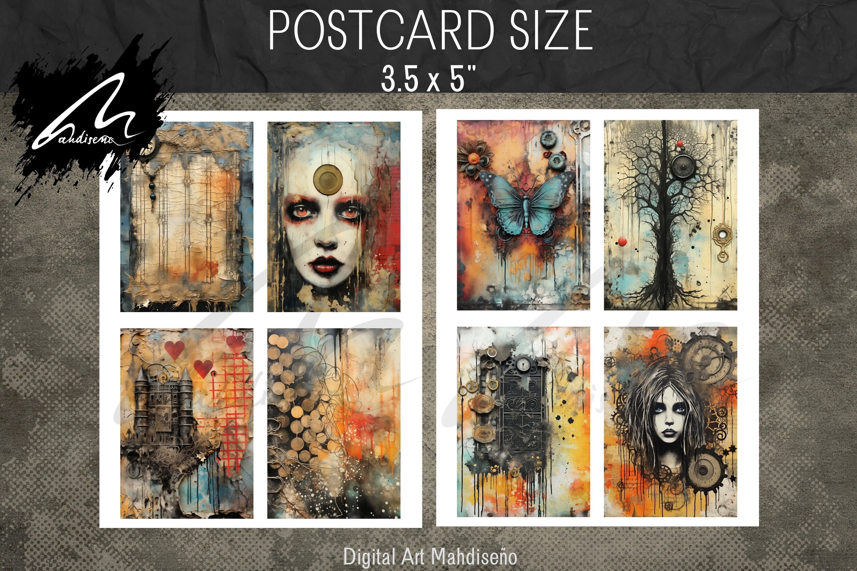 Mixed Media Gothic Paper Whimsical Digital Art PRINTABLE Junk Journal ...