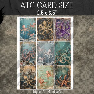 Shabby Grunge Octopus Collage Paper Mixed Media Digital Art PRINTABLE ...