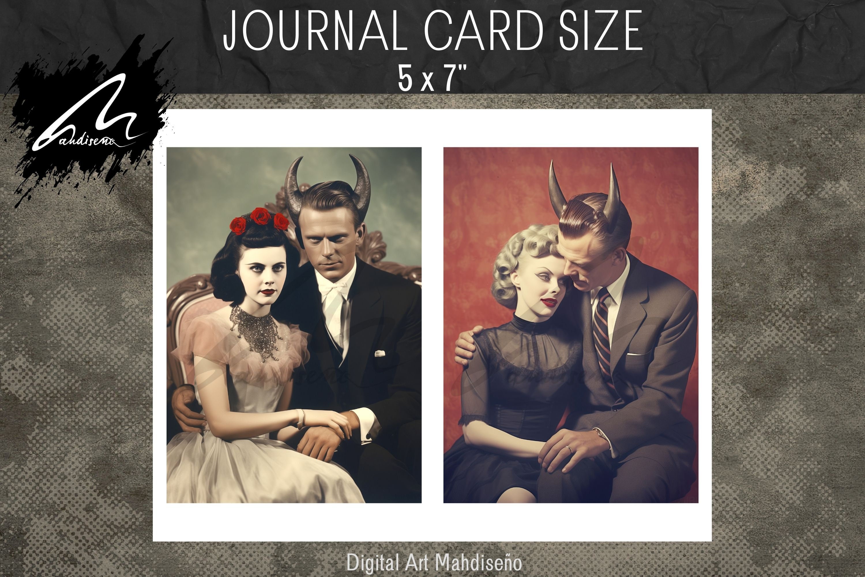 Vintage Photo of Devil Couples, Dark Love, Surreal Couple, Old Portrait ...